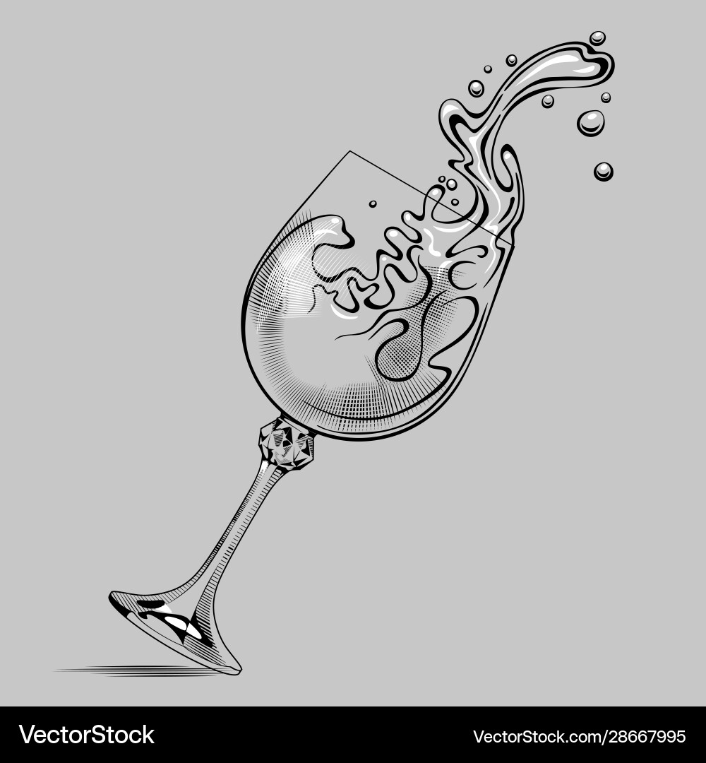 Falling glass with splashed white wine Royalty Free Vector