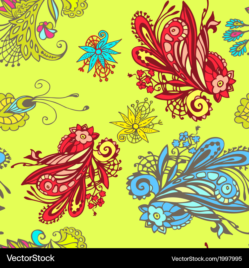Floral Doodle Seamless Pattern Royalty Free Vector Image