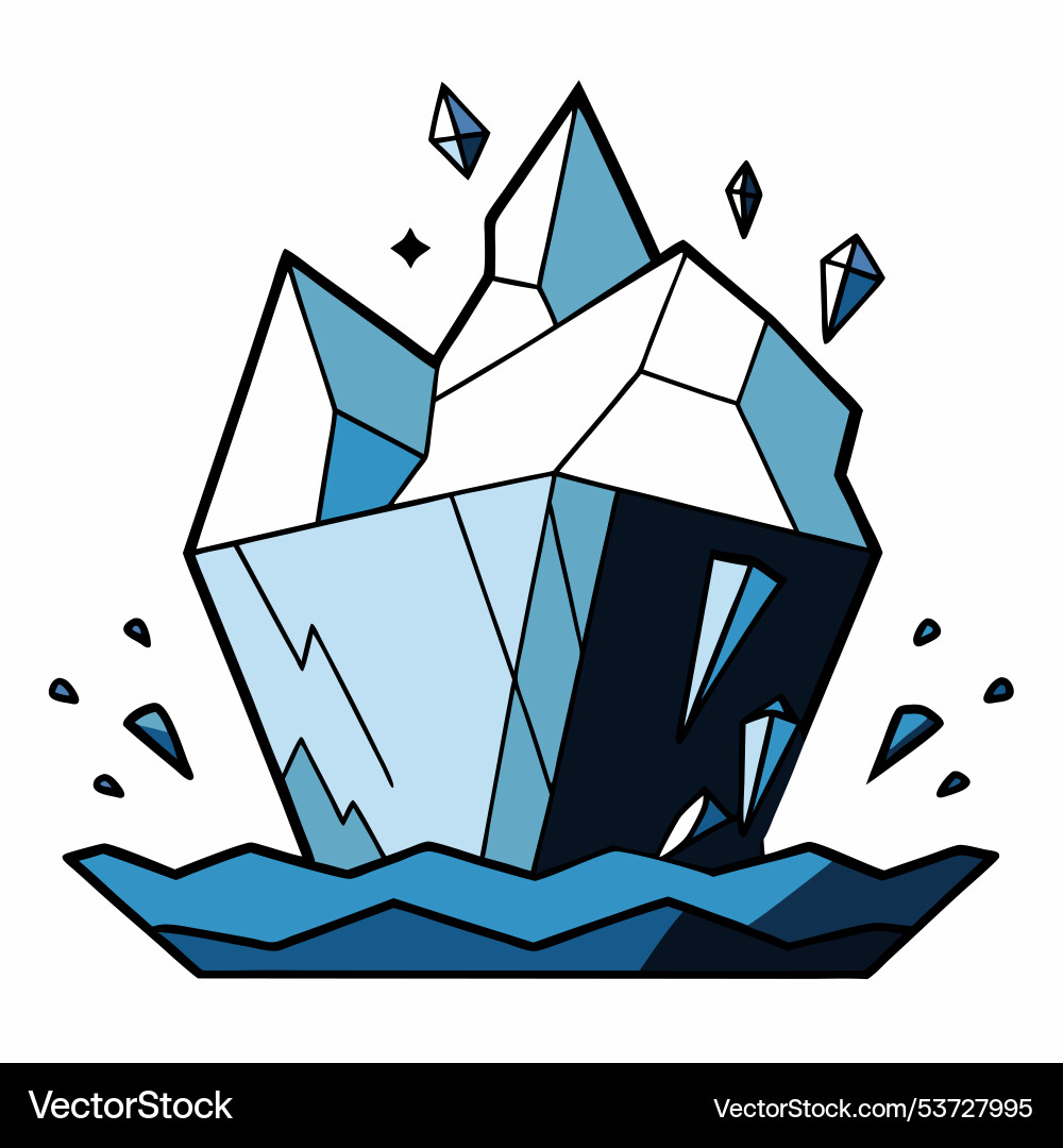 Glacier shelf breaking into the sea with geometric