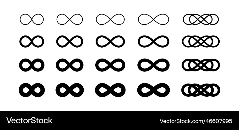 Infinity symbol different widths set on white Vector Image
