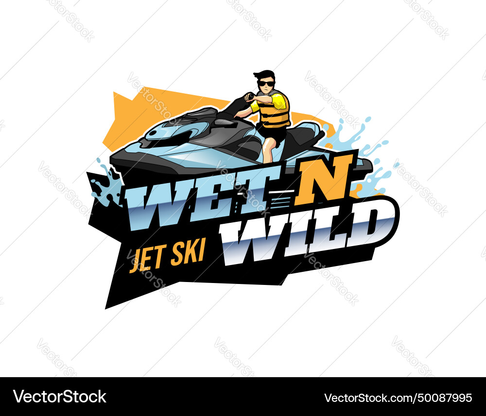 Jet Ski Sport Freizeit Logo Design Template Vektorbild