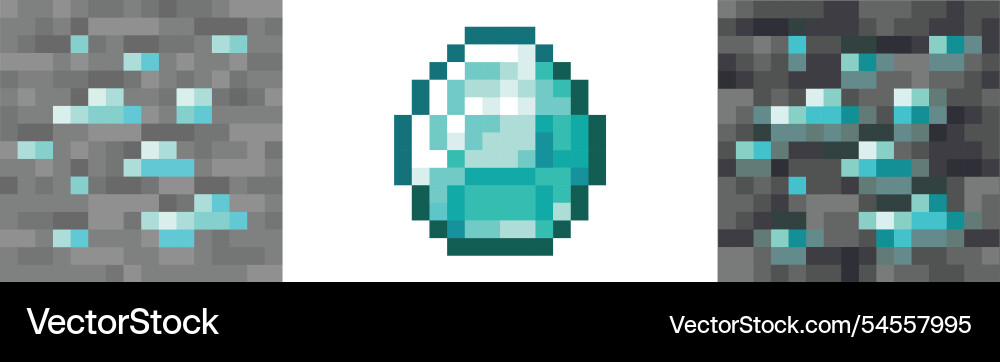 Pixel diamonds isolated on white background Vector Image