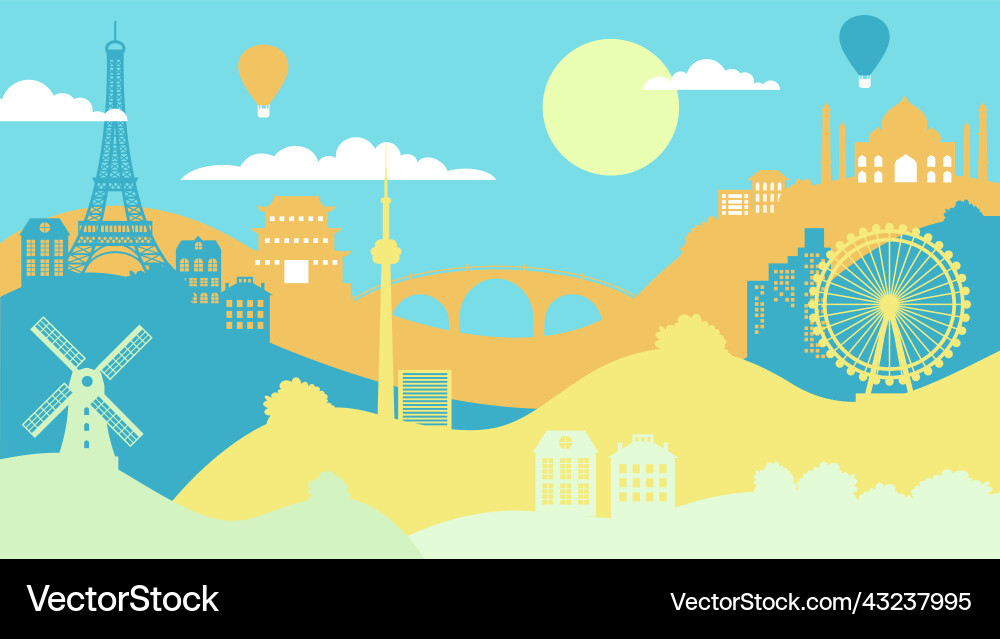 World travel background flat touristic trip Vector Image