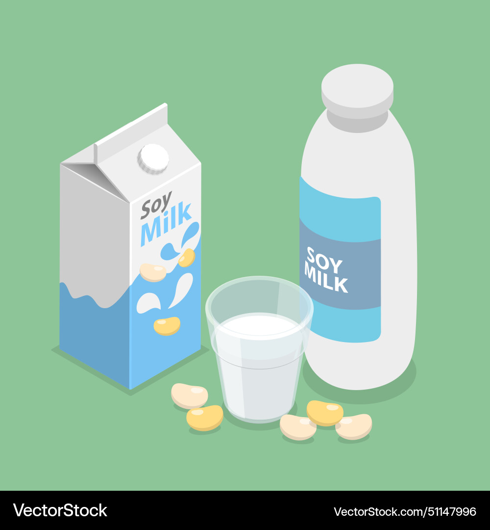 3d isometric flat of soy milk Royalty Free Vector Image