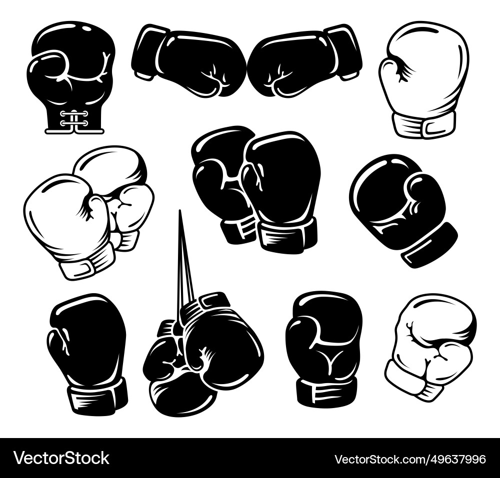 Boxing gloves fighting sport accessories black Vector Image