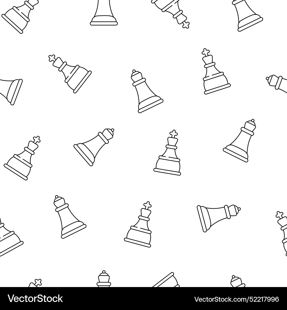 Chess pieces seamless pattern coloring page Vector Image