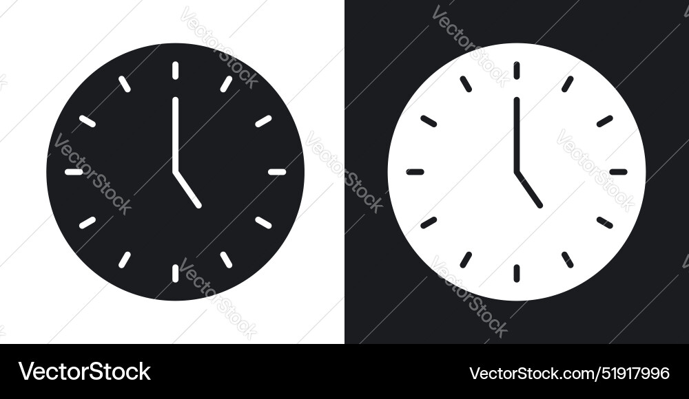 Clock-five icon set in solid black and white color