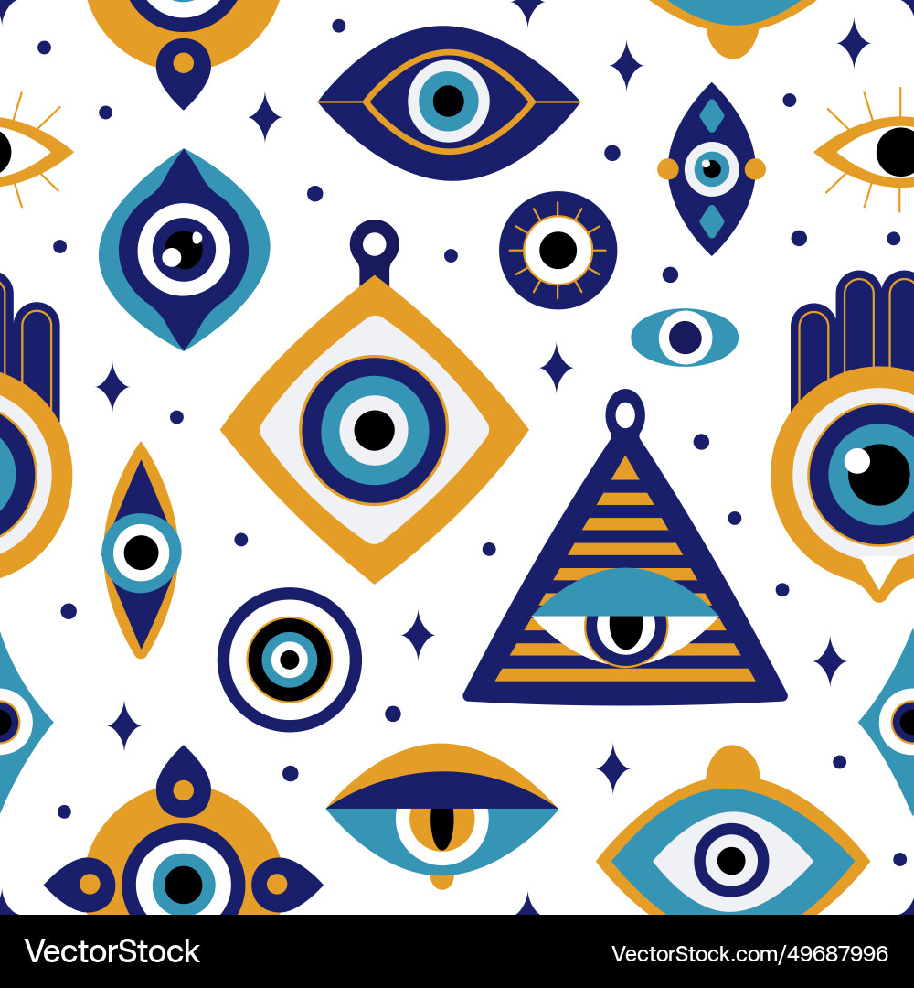 Evil eye seamless pattern of providence Royalty Free Vector