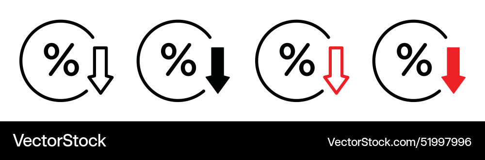 Interest rate reduction or percent down outline Vector Image