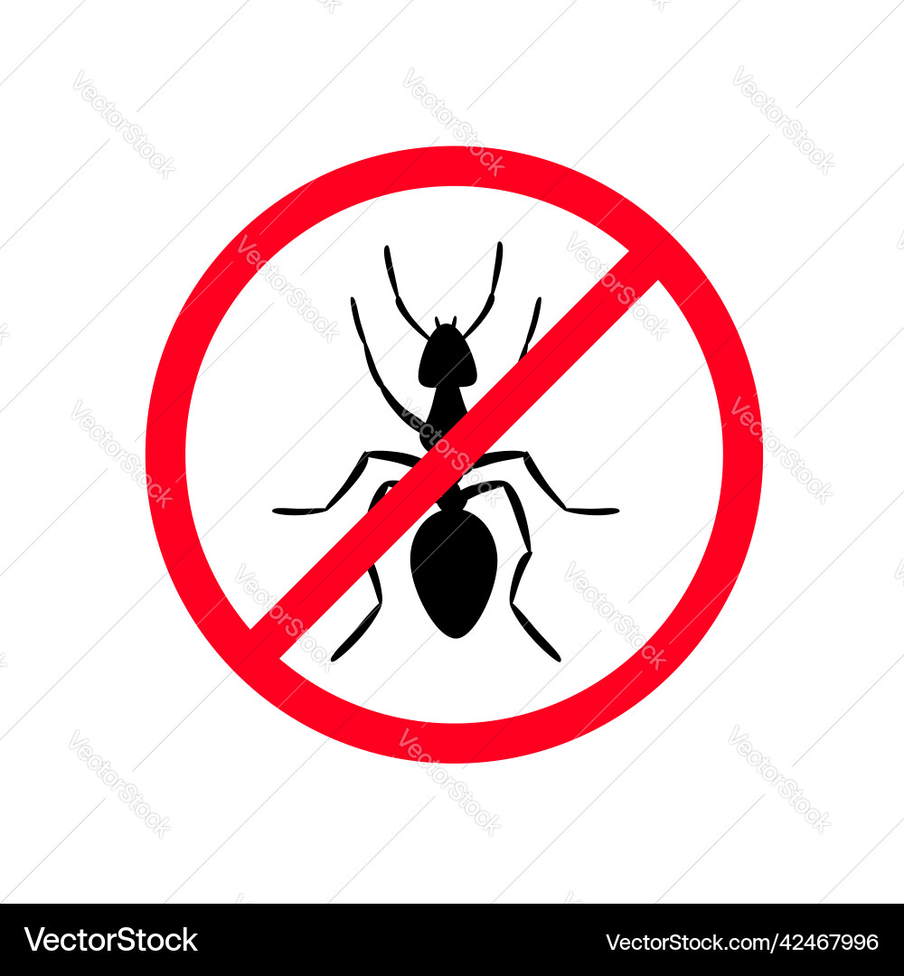 Stop ant red sign no ants banner on white Vector Image