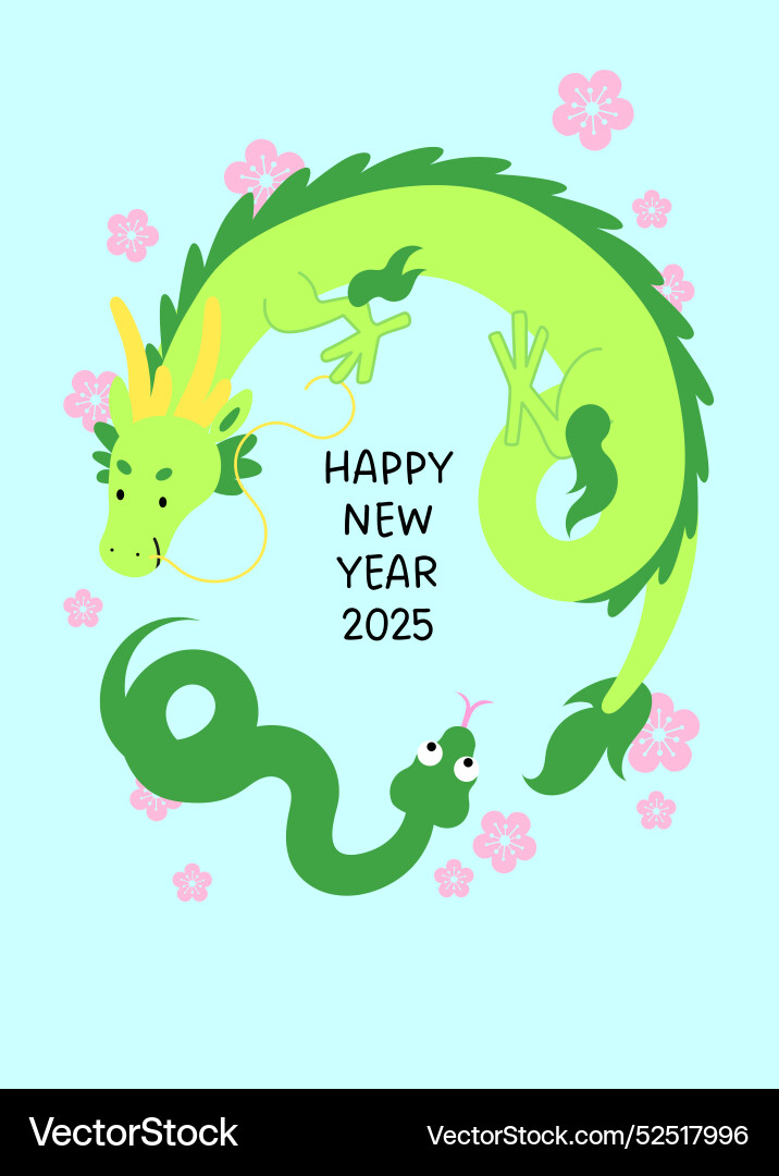 Zodiac drawing and snake new year card Royalty Free Vector