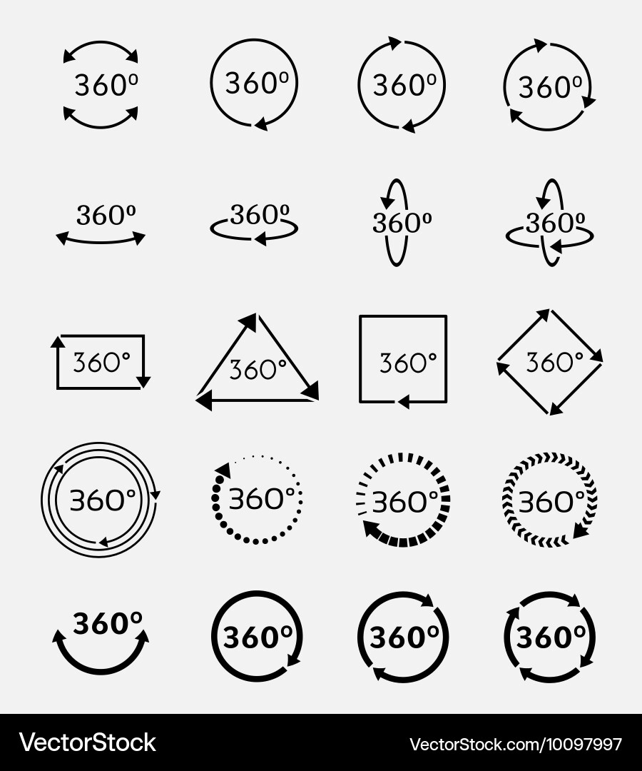 360 Degree Rotation Icons Royalty Free Vector Image
