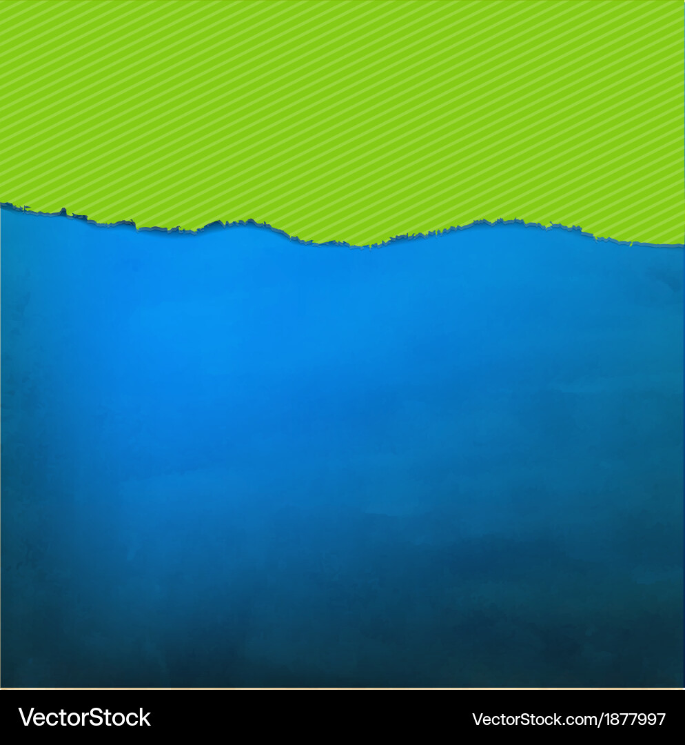 Blue texture with green torn paper Royalty Free Vector Image