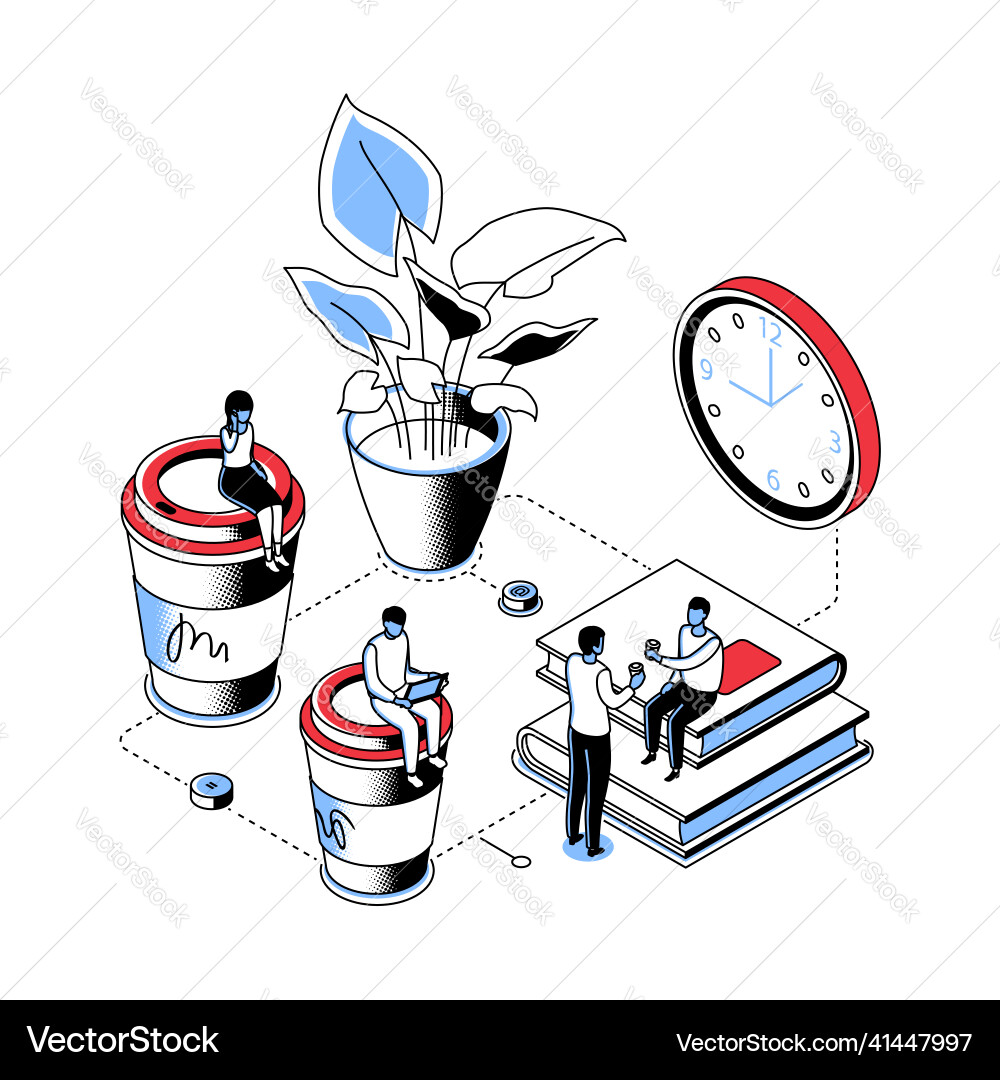 Coffee break - modern line isometry design style Vector Image