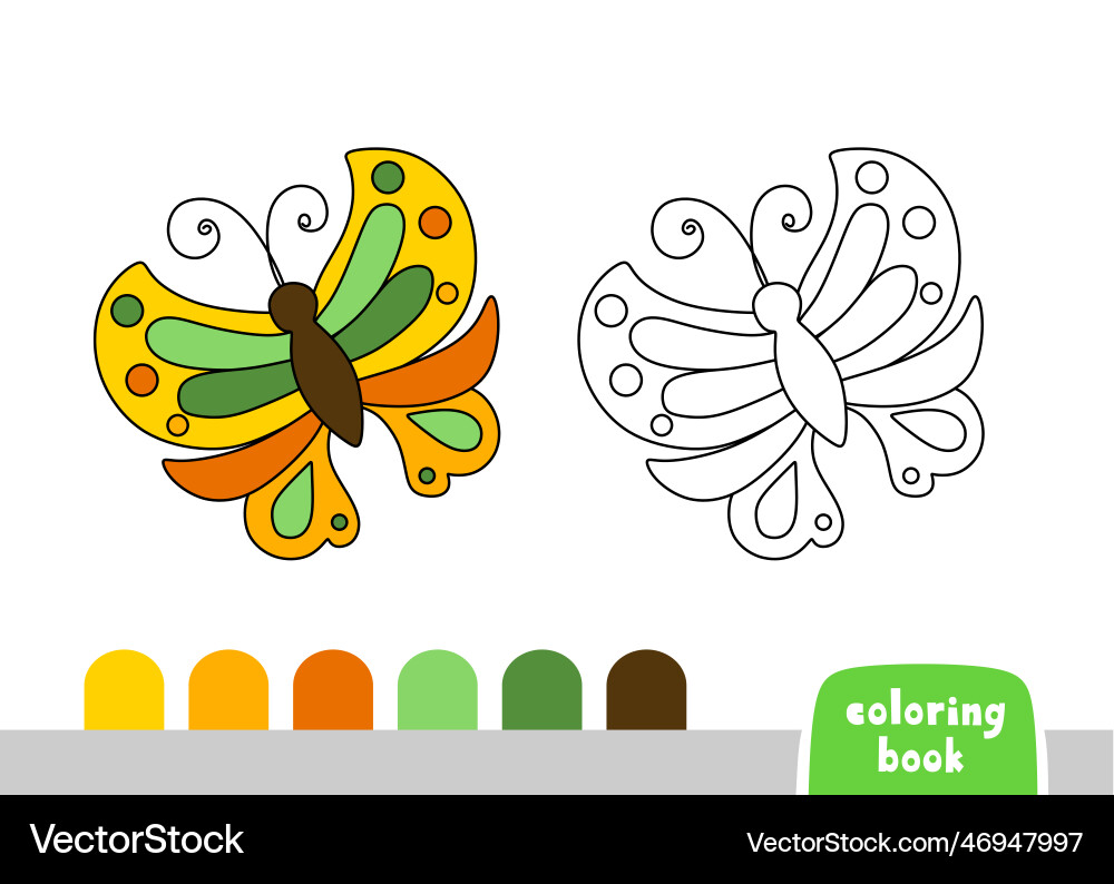 Cute butterfly coloring book for kids page Vector Image