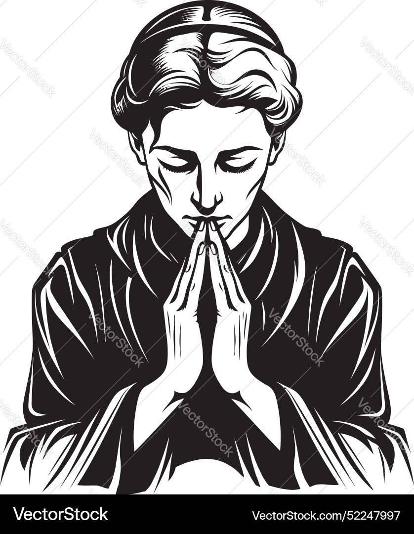 Devotional designs praying woman hands icon Vector Image