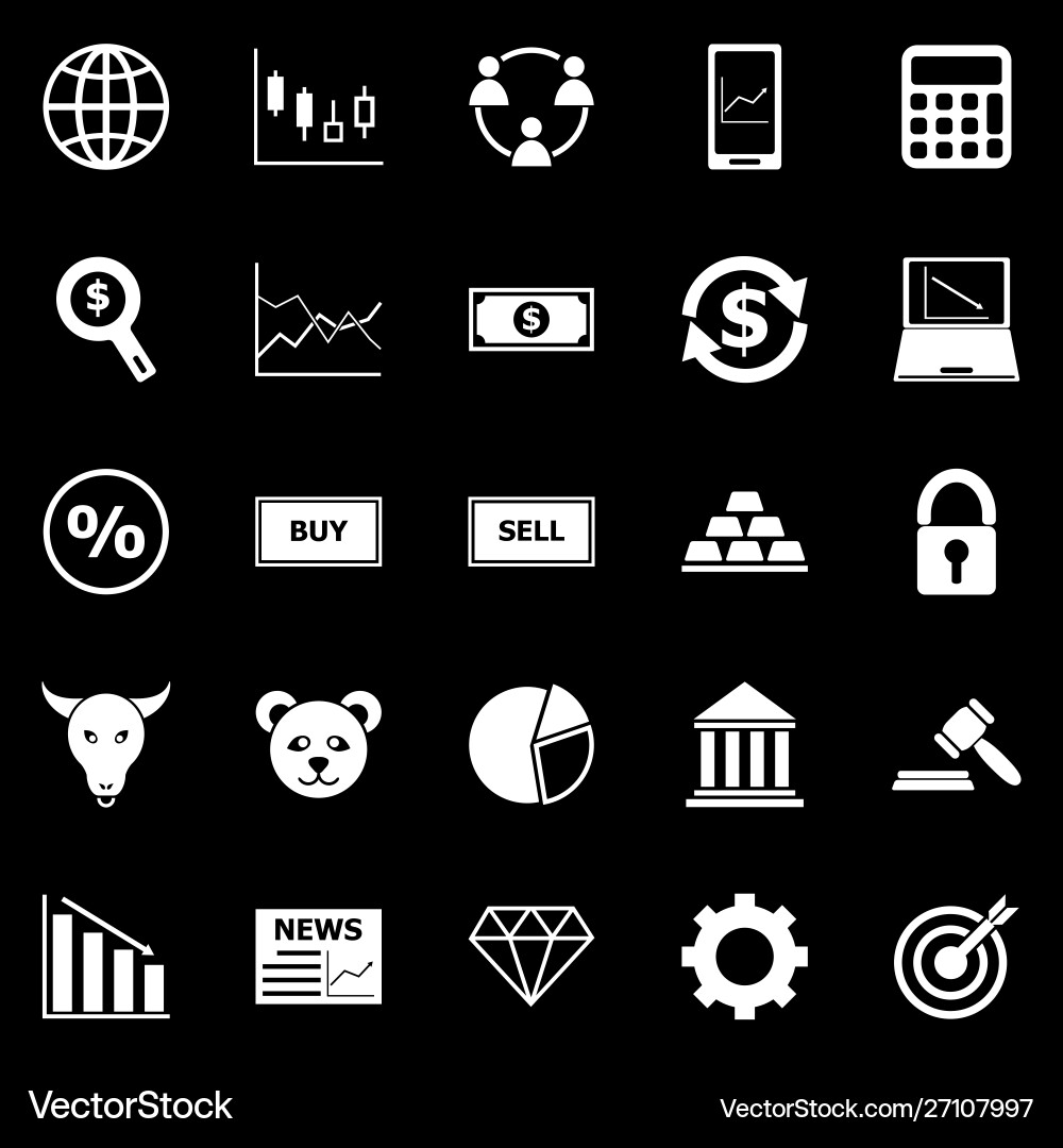Forex icons on black background Royalty Free Vector Image