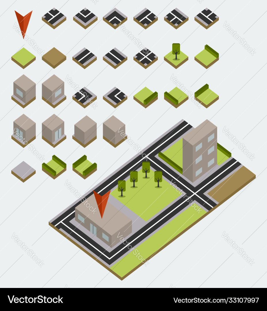 Isometric map kit Royalty Free Vector Image - VectorStock