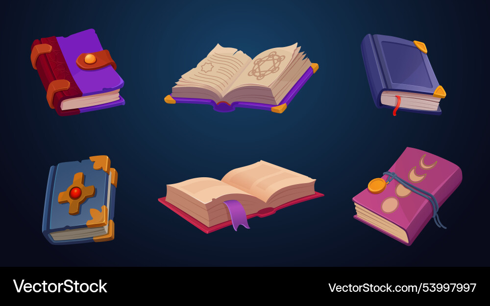 Magic books collection Royalty Free Vector Image
