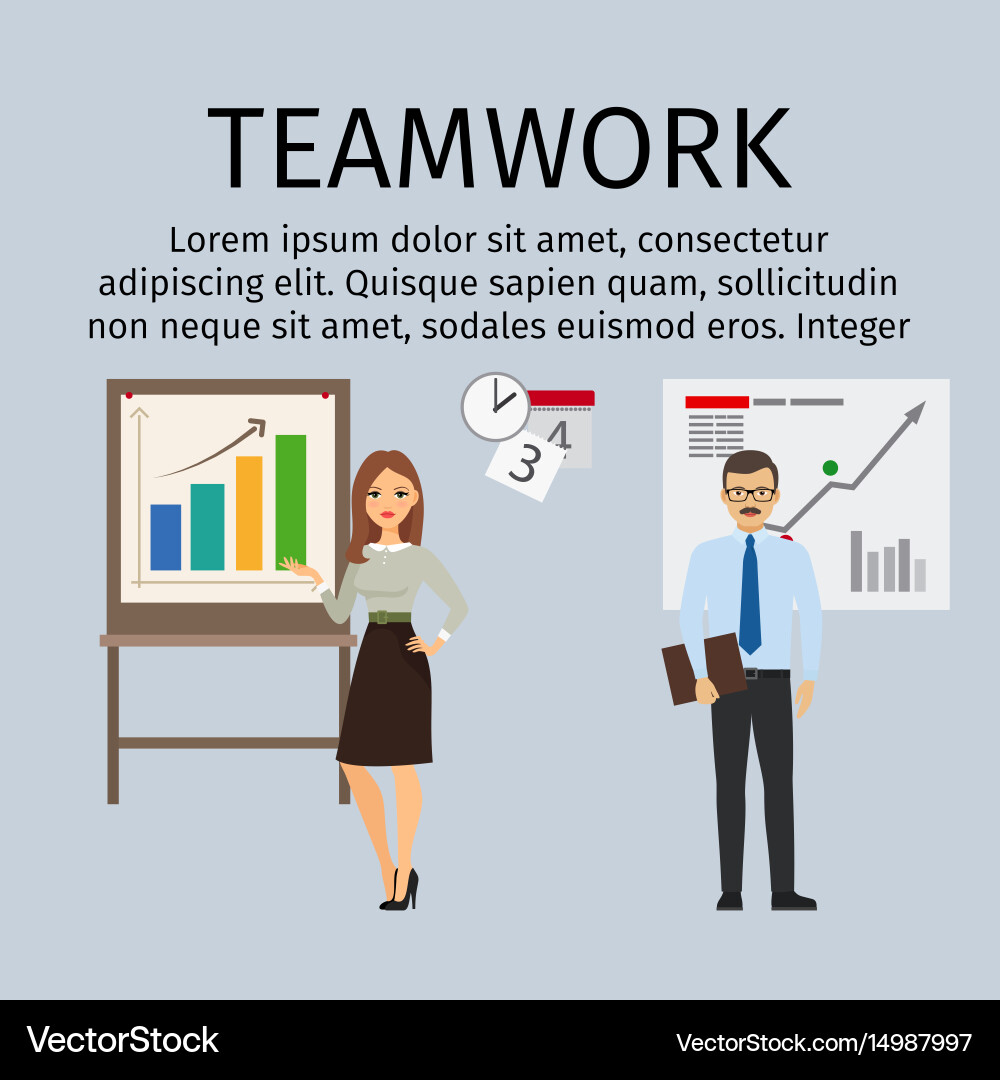 Teamwork infographic with business people Vector Image