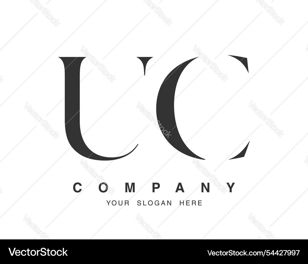 Uc logo design initial letter u and c serif font Vector Image