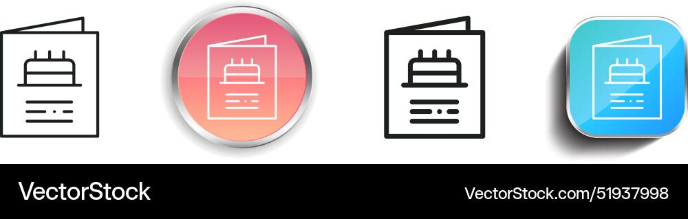 Birthday card icon thin linear regular and button Vector Image