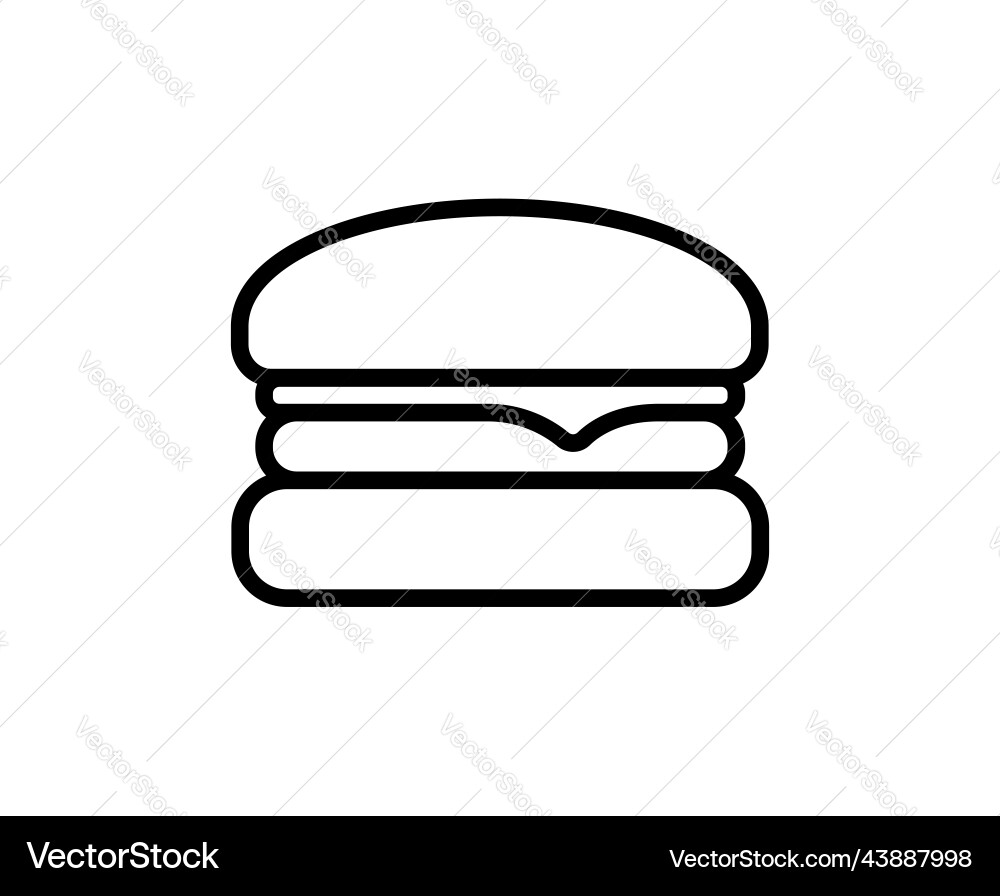 Burger simple line drawing icon Royalty Free Vector Image