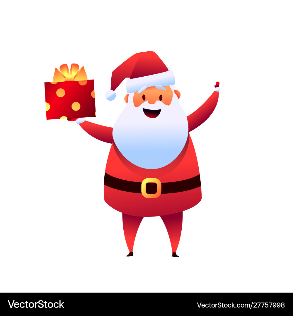 Cartoon santa claus with present box Royalty Free Vector
