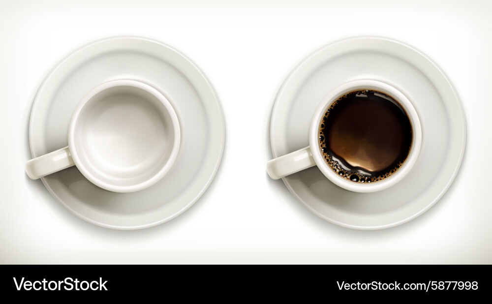 Empty and full coffee cups icons set Royalty Free Vector