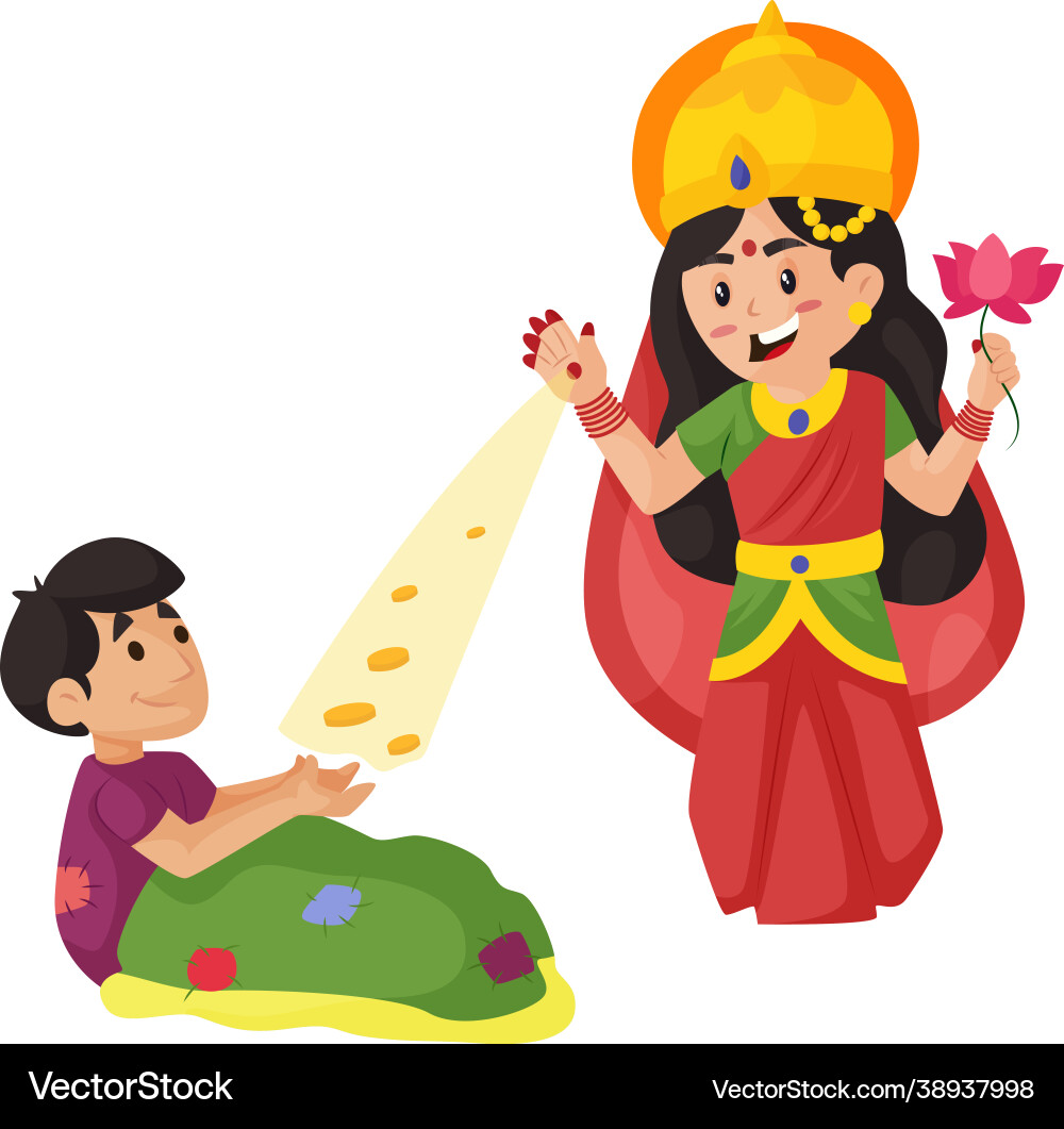 Goddess lakshmi cartoon character Royalty Free Vector Image