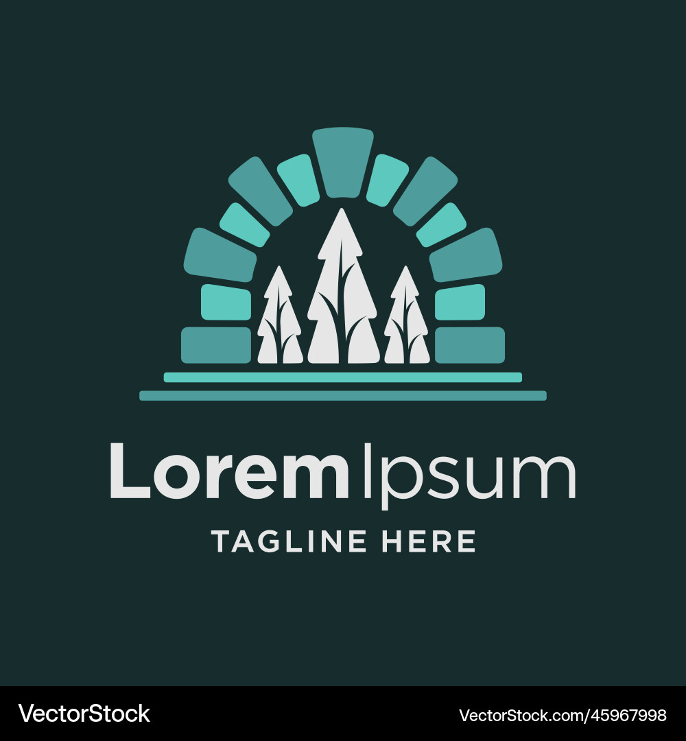 Paving block logo with landscape concept Vector Image