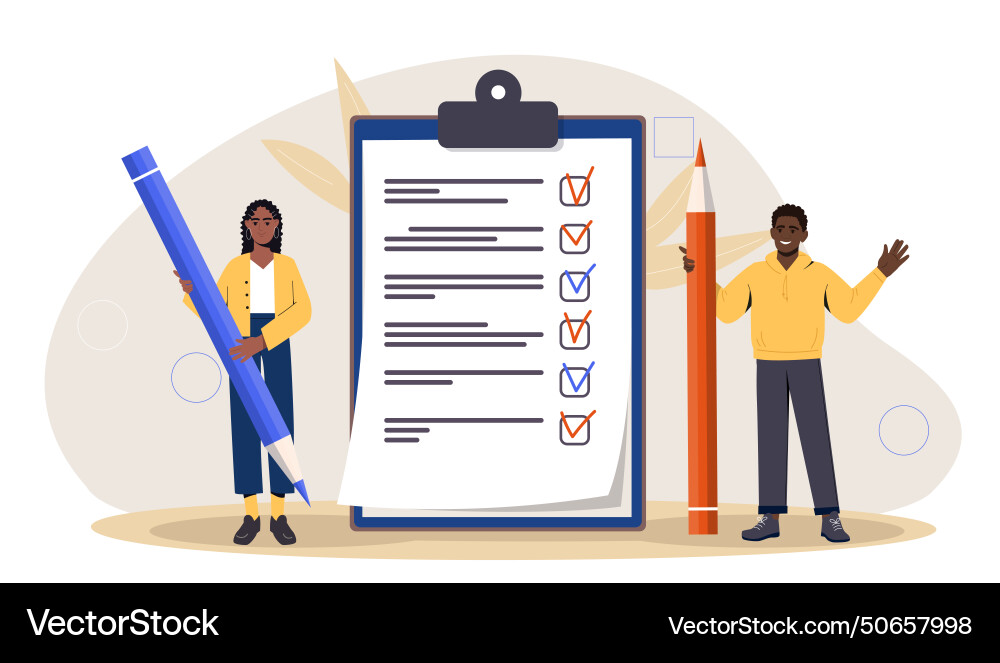 People with check list Royalty Free Vector Image