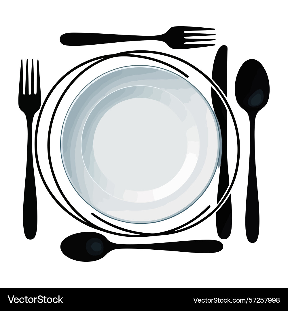Top view of dining utensils set including fork Vector Image