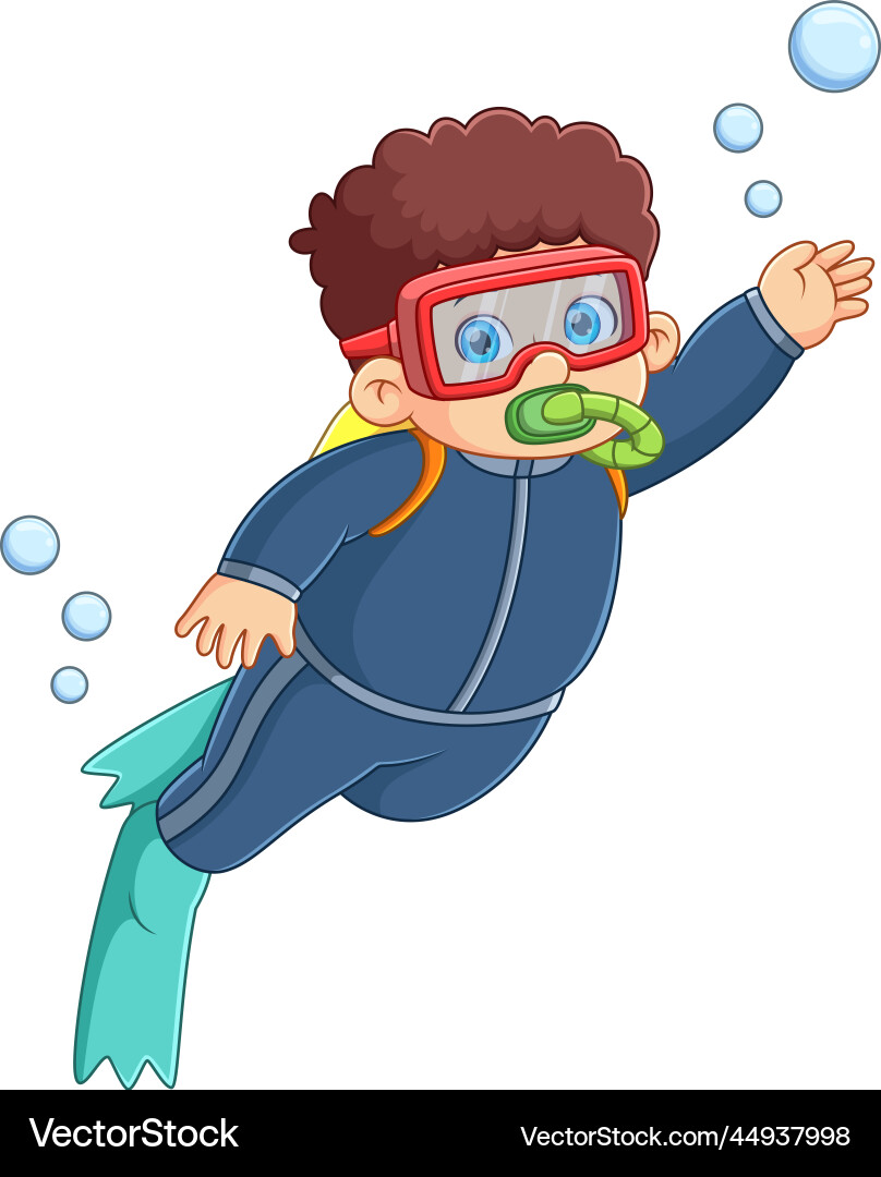 Young diver swims under water Royalty Free Vector Image