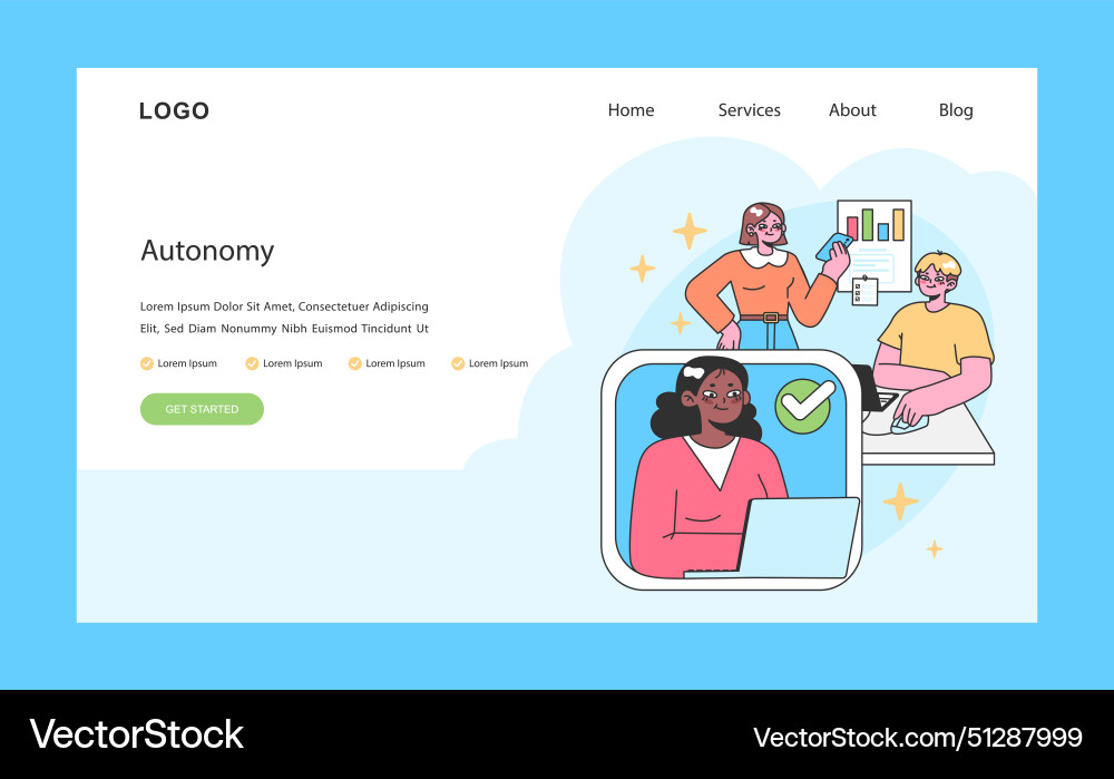 Autonomy web or landing empowered woman approves Vector Image