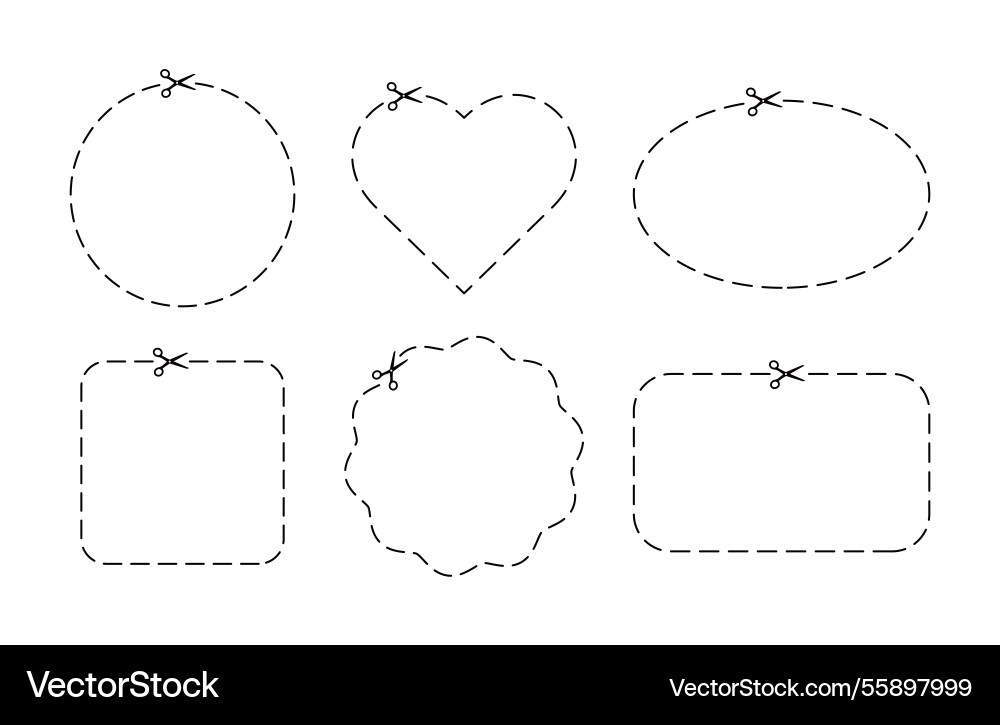Dash marks in six different shapes on coupon Vector Image
