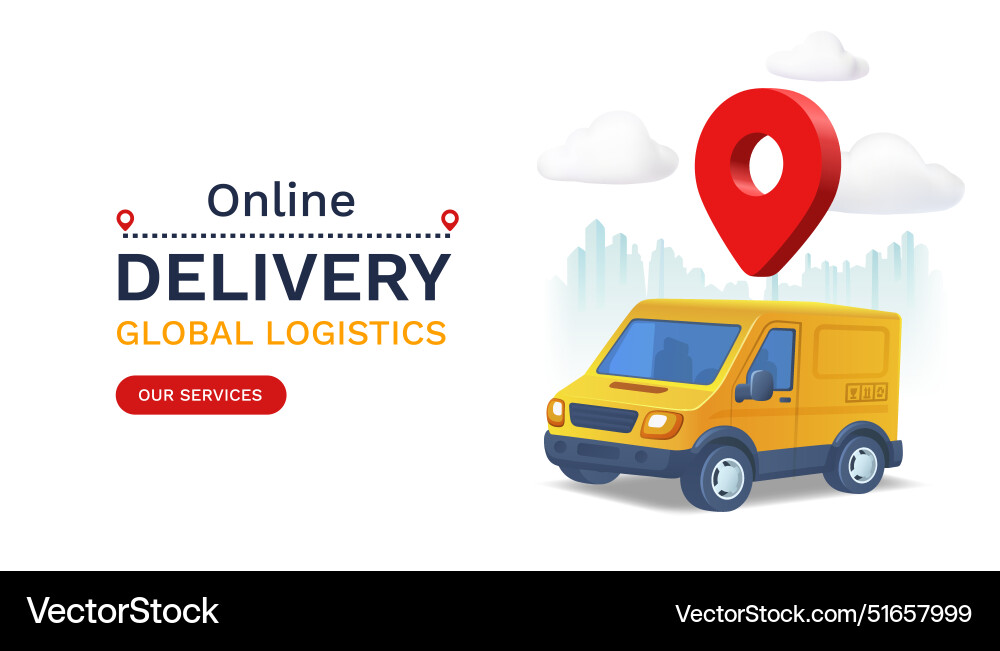 Online delivery global logistics on mobile Vector Image