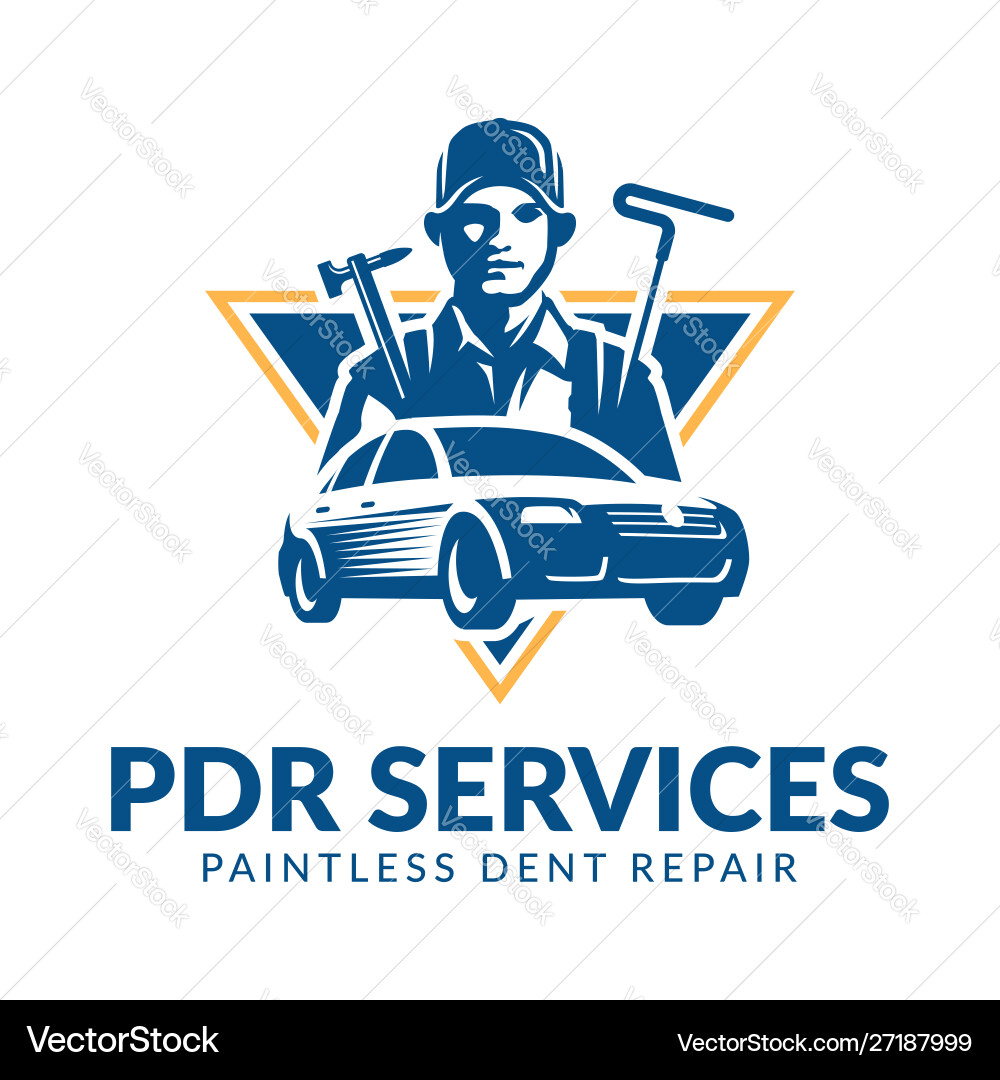Paintless dent repair logo pdr service Royalty Free Vector