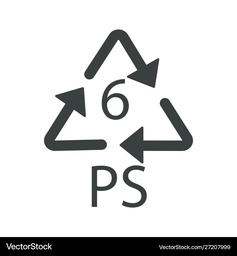 Ps 6 plastic recycling symbol recycle arrow Vector Image