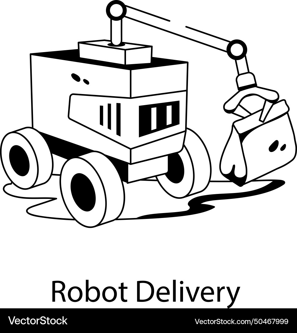 Robot delivery Royalty Free Vector Image - VectorStock Robot delivery Royalty Free Vector Image - VectorStock