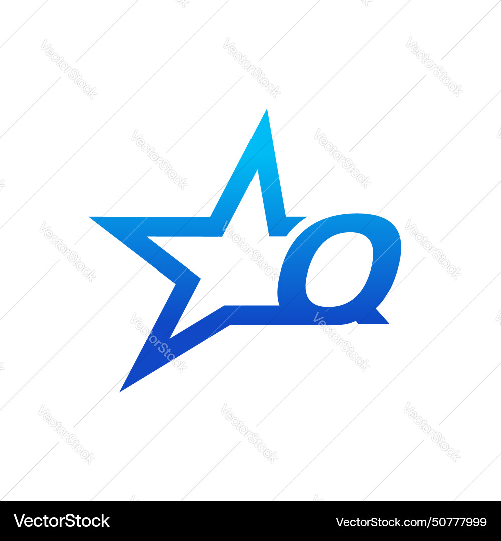 Stylist initial q blue star logo Royalty Free Vector Image