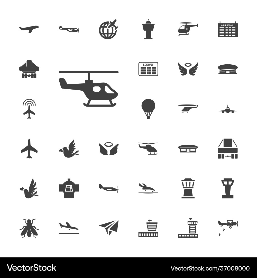 33 flight icons Royalty Free Vector Image - VectorStock
