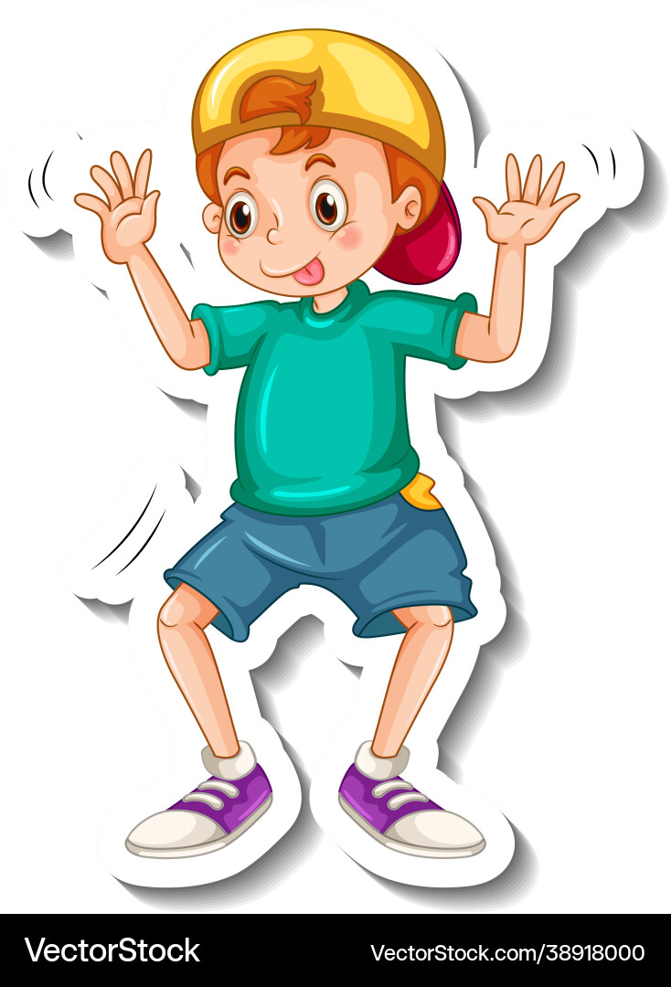 Cartoon Boy Sticker Template Royalty Free Vector Image