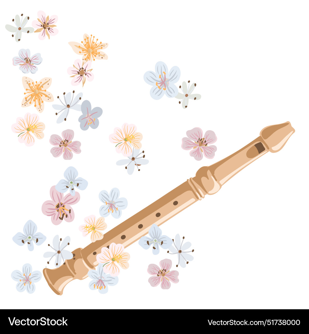 Drawing musical instrument recorder Royalty Free Vector