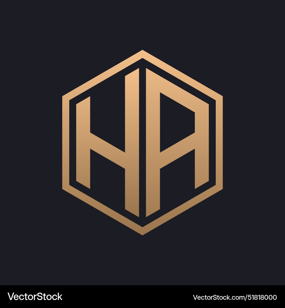 Elegant hexagon letter ha logo design initial Vector Image
