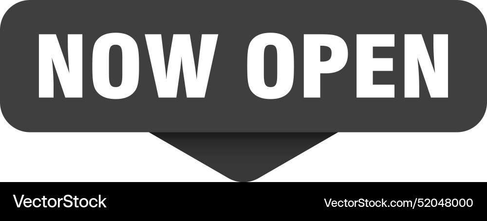 Now open sticker sign on transparent Royalty Free Vector