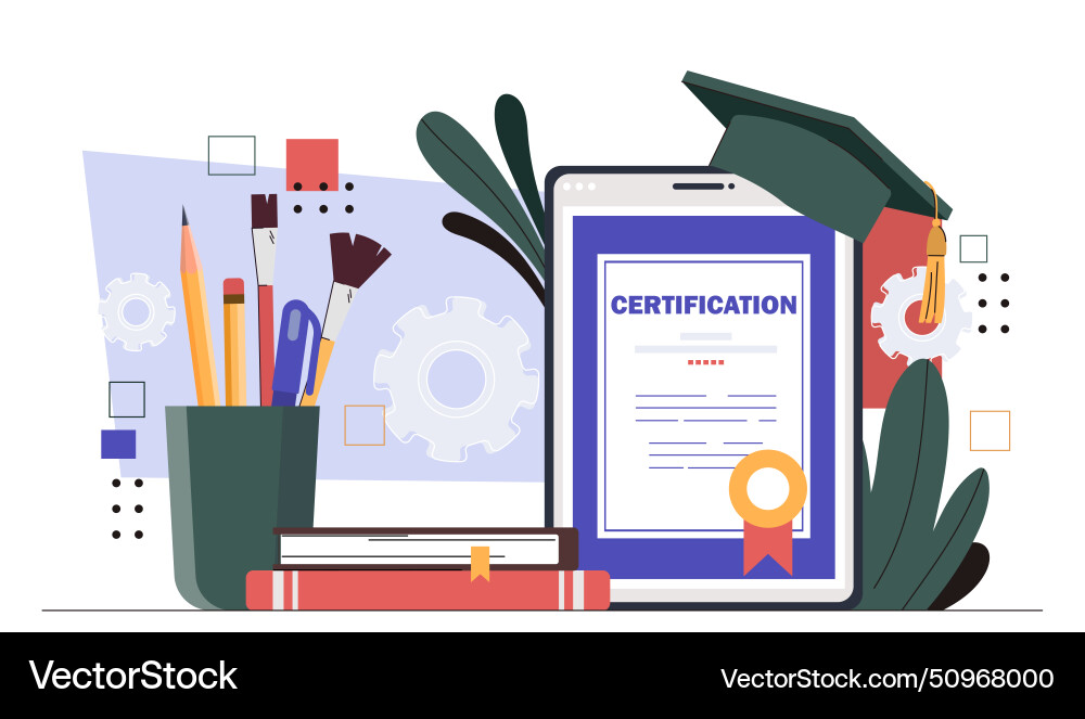 Online certification concept Royalty Free Vector Image