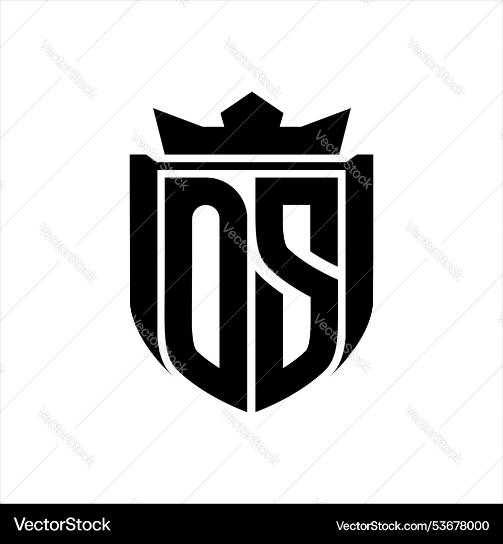 Os logo with shield shape geeometric crown Vector Image