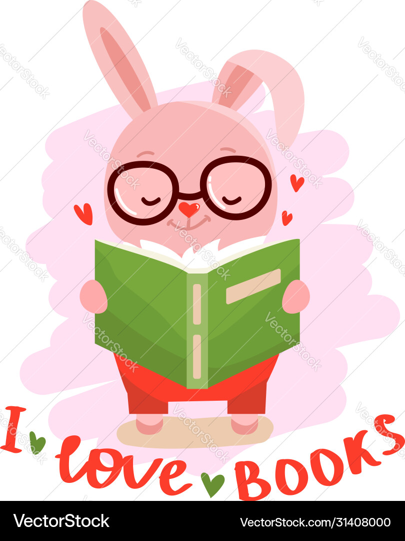 Rabbit reading a book Royalty Free Vector Image