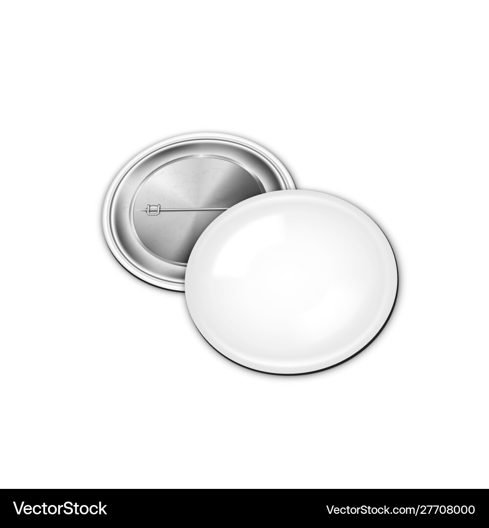 Realistic blank white badge on transparent back Vector Image